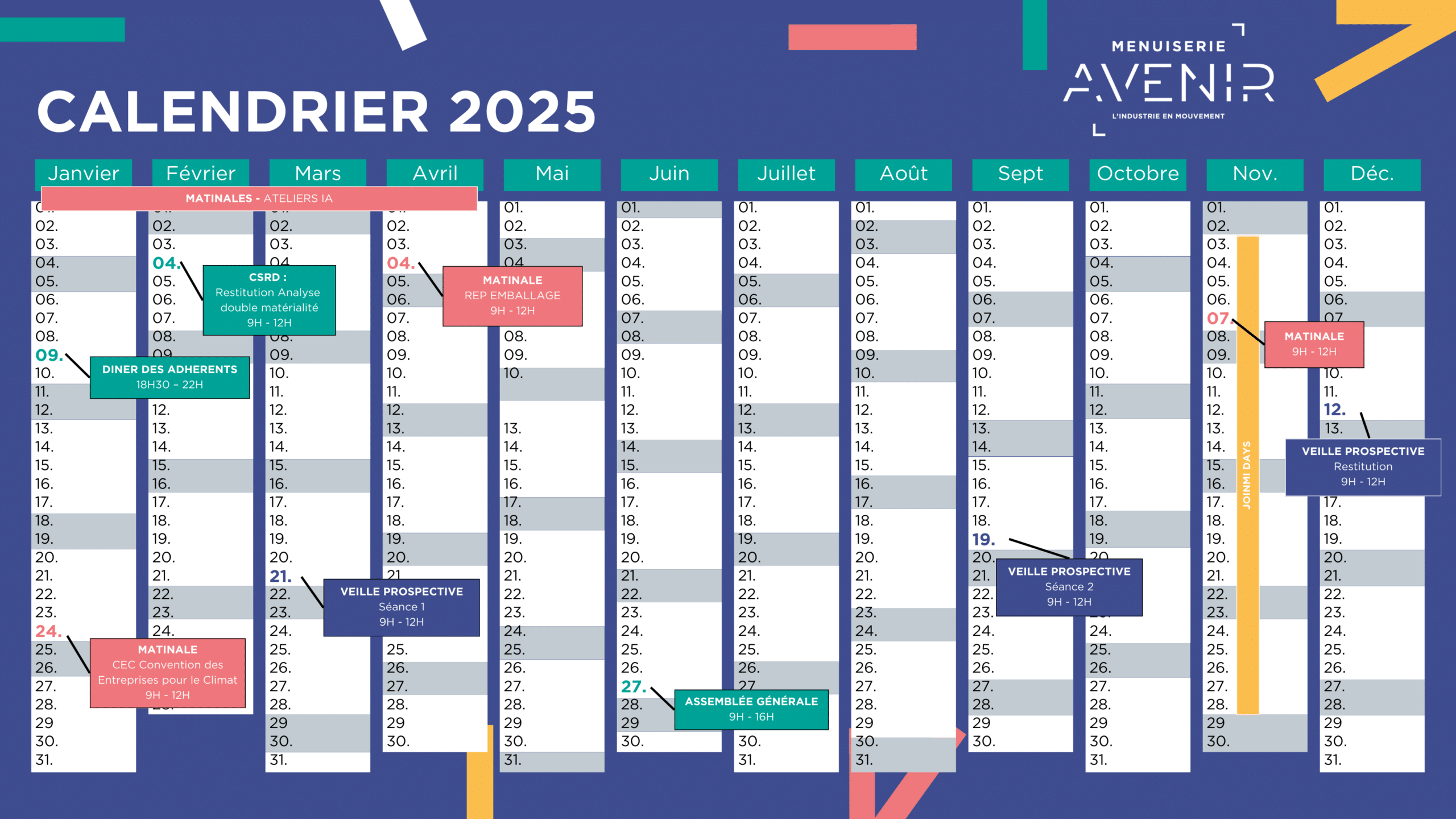 CALENDRIER 2025 - Menuiserie Avenir